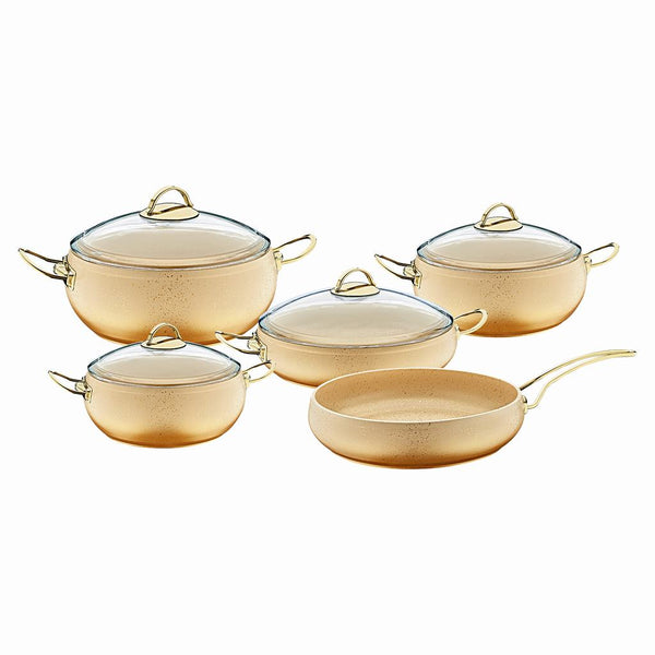 NON STICK GRANITE COOKWARE SET 9Pcs BEIGE – Dubai Centre